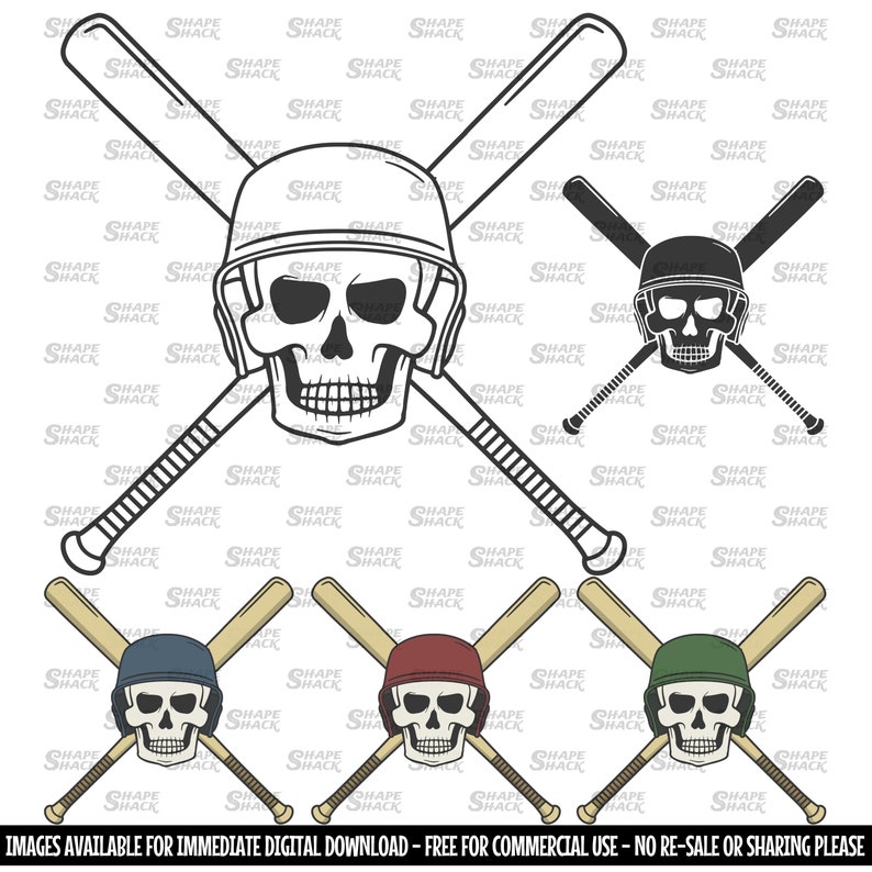 Baseball Bat | Skull and Bats | Clipart Symbol Silhouette Outline Line ...
