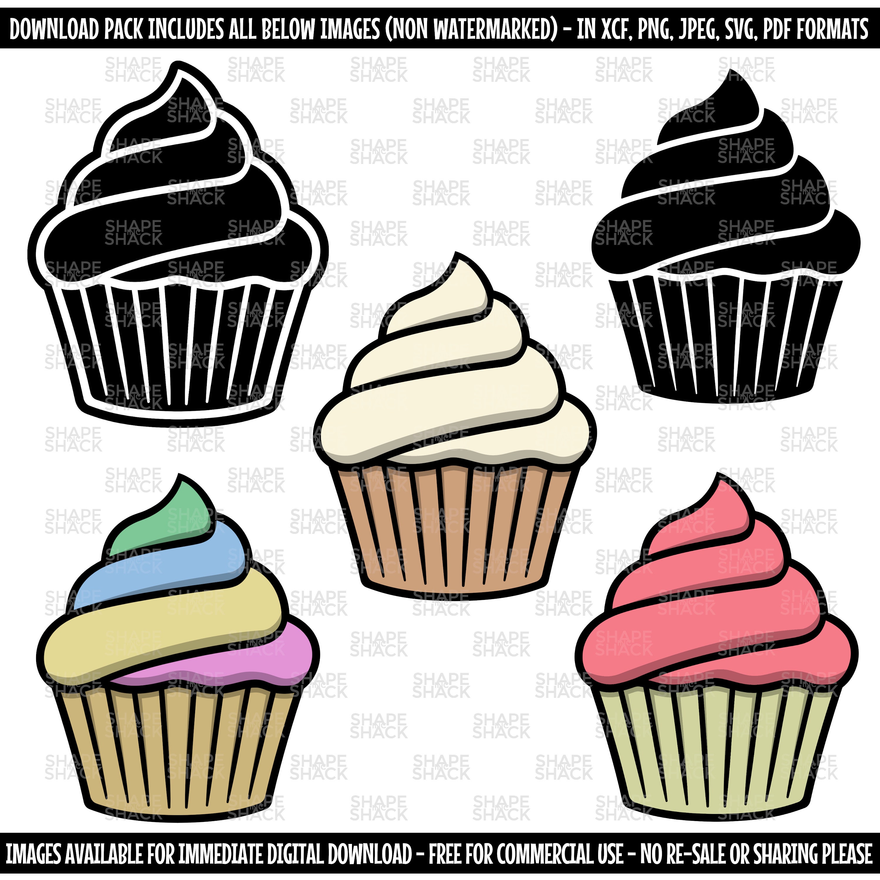 Cupcake | Cake Icing Frosting Dessert | Clipart Logo Symbol Silhouette ...