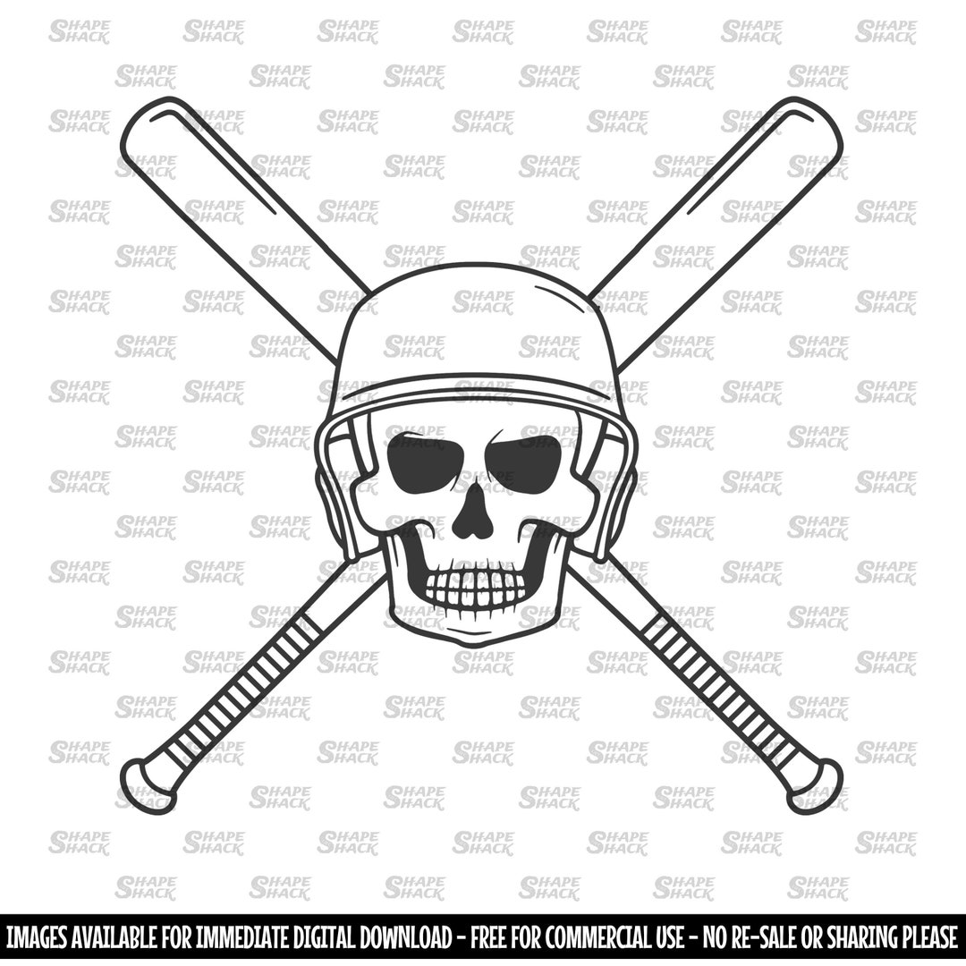 Baseball Bat | Skull and Bats | Clipart Symbol Silhouette Outline Line ...