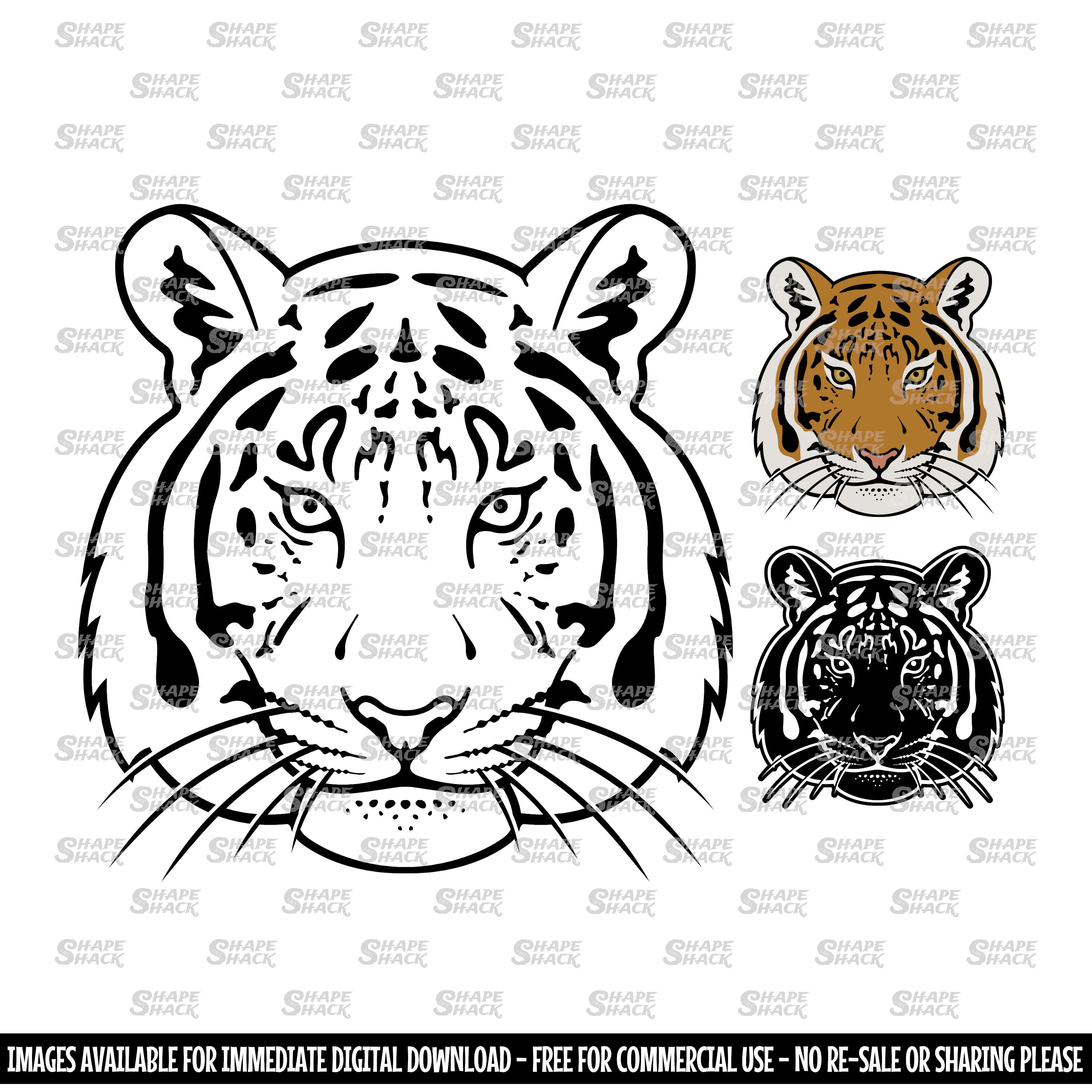 Tiger Head Face | Siberian Cat Print | Clipart Symbol Silhouette ...