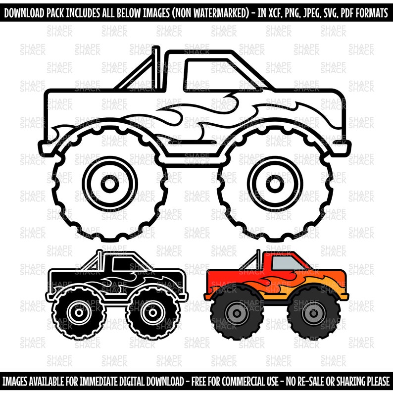 Monster Truck | Cartoon off Road Car Boys Room Clipart Symbol ...