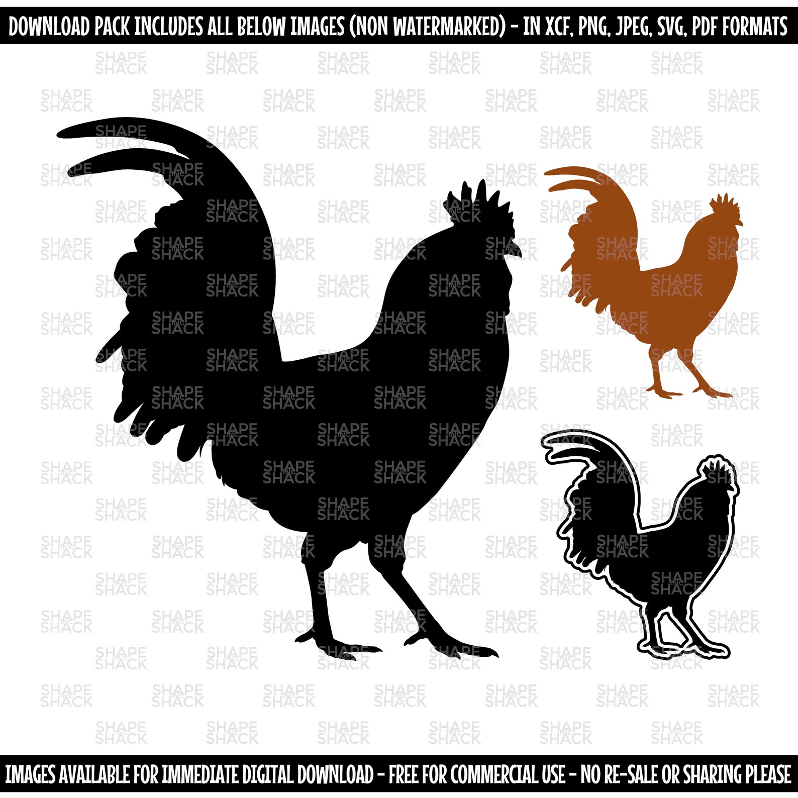 Rooster Silhouette | Cockerel Cock Chicken Farm Hen Do | Clipart Symbol ...