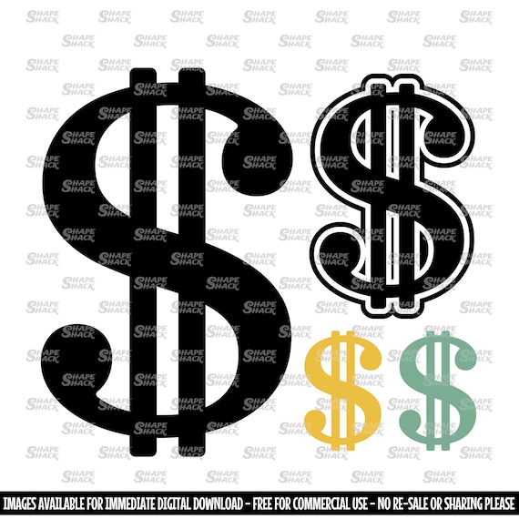 US Dollar Symbol Geld Wahrung Zeichen Clipart Symbol Silhouette Umriss Linie Zeichnung png jpg svg xcf pdf dxf Cut File fur Cricut