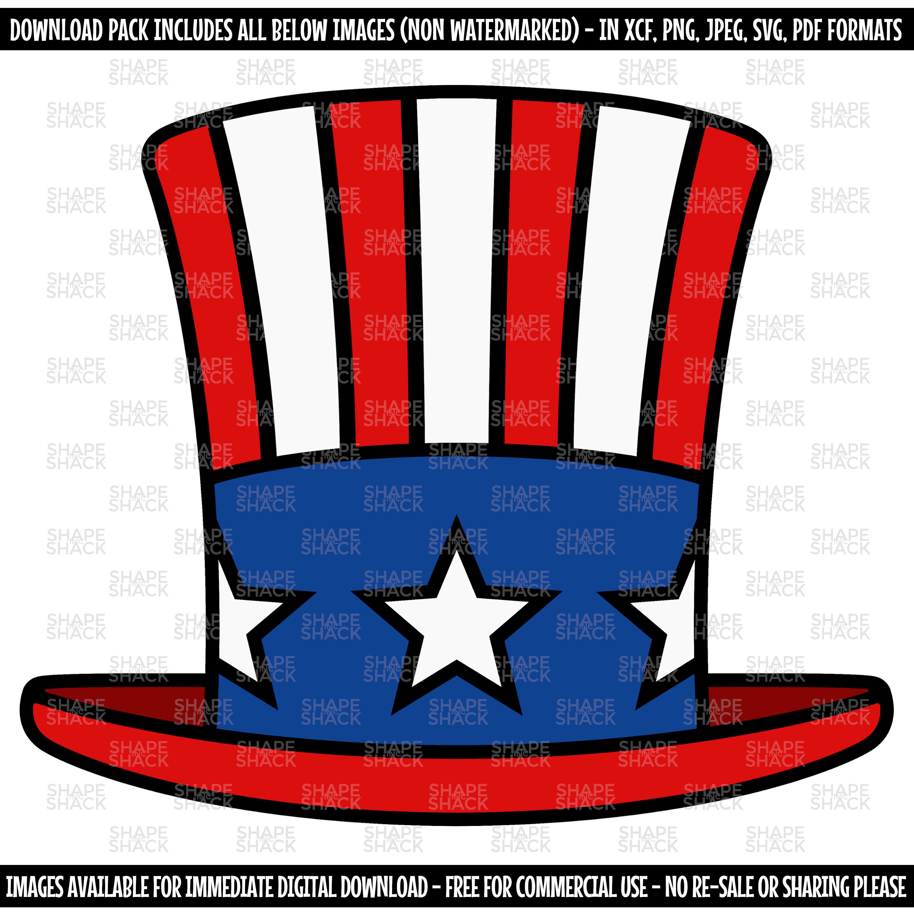 American Uncle Sam Top Hat | July 4th Patriot USA Flag Symbol | Clipart ...