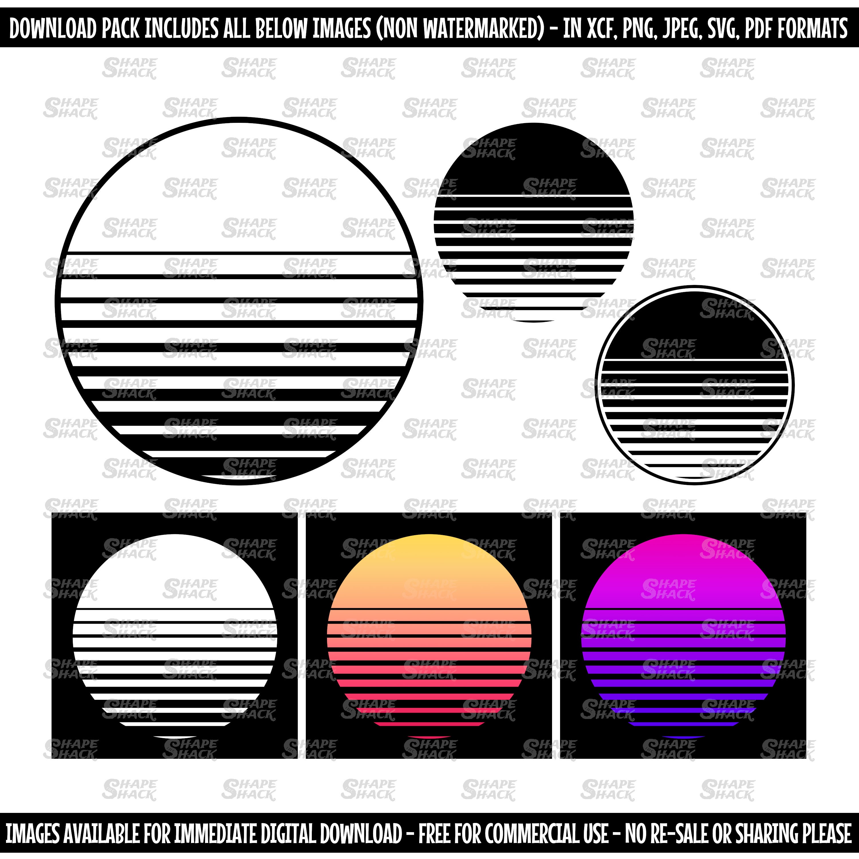 Retro 80s VHS Sunset | Synthwave Sun | Symbol | Clipart Line Drawing ...