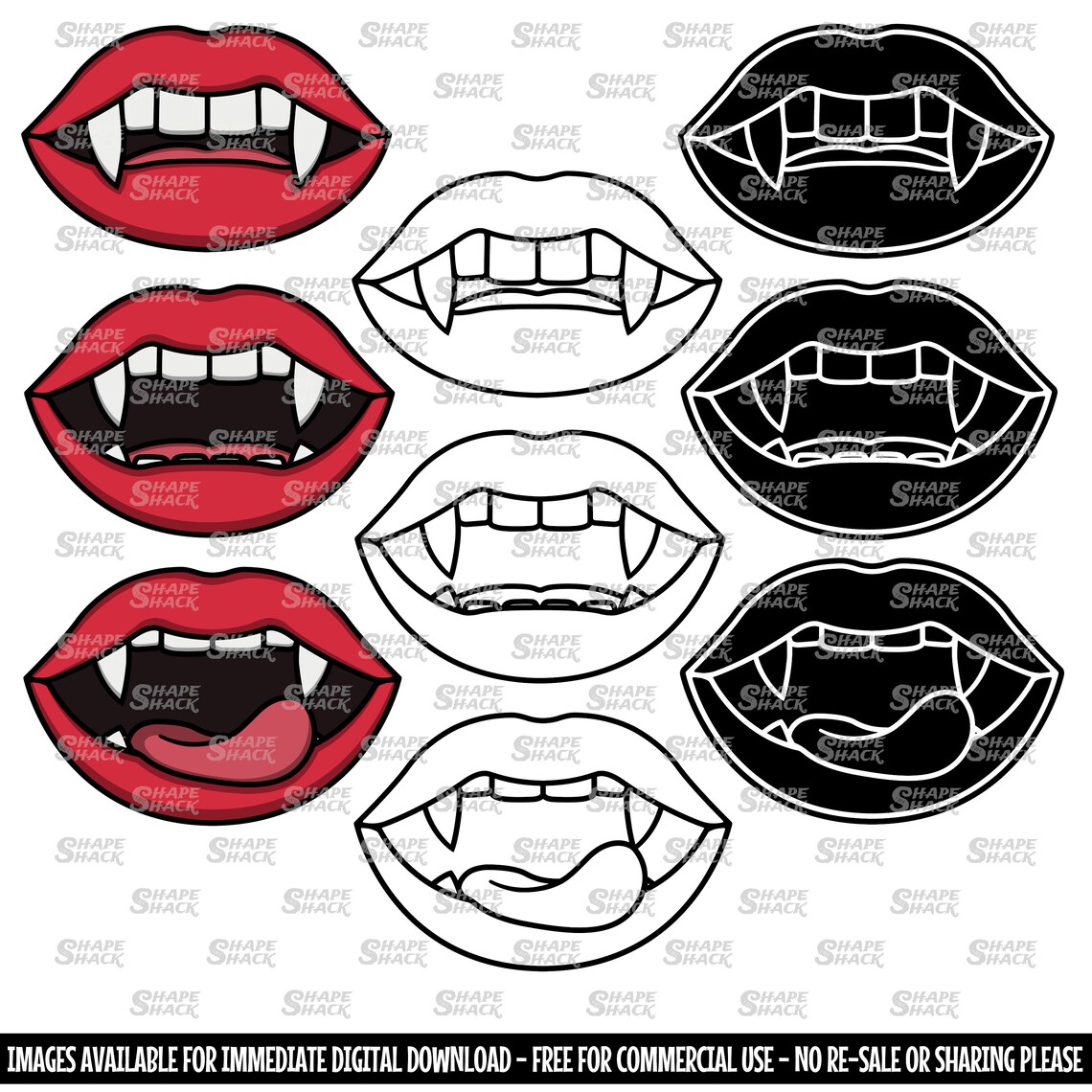 Vampire Teeth Fangs | Halloween Dracula Mouth Lips | Clipart Symbol ...