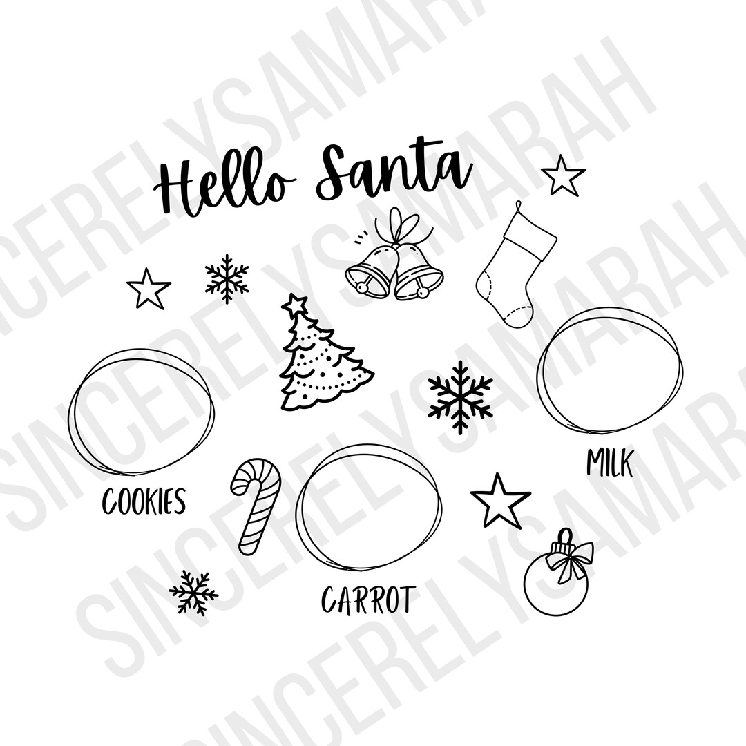 Hello Santa Snack Board Cookies Carrots and Milk Board Santa SVG Santa ...