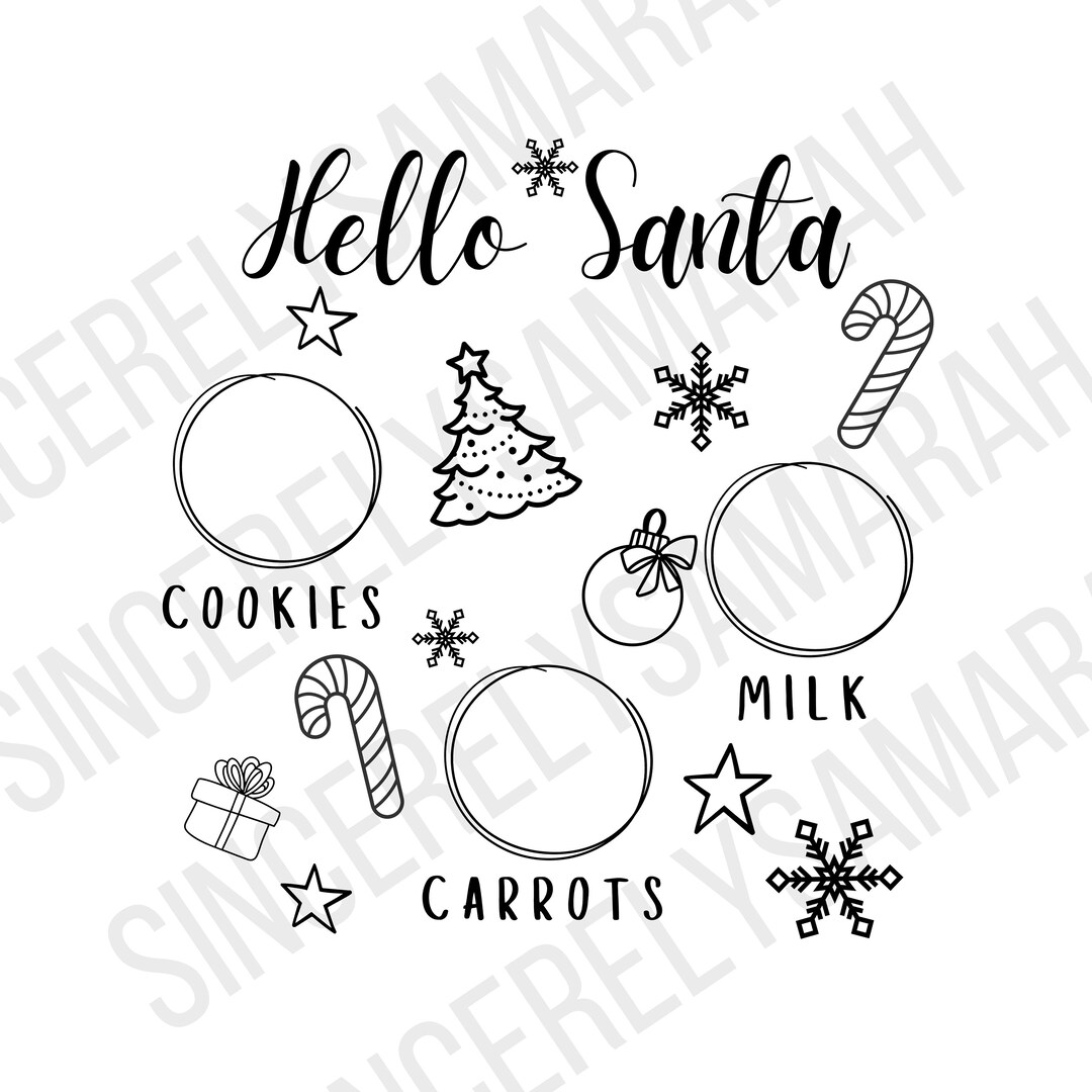 Santa Snack Board Cookies Carrots and Milk Board Santa SVG Santa PNG ...