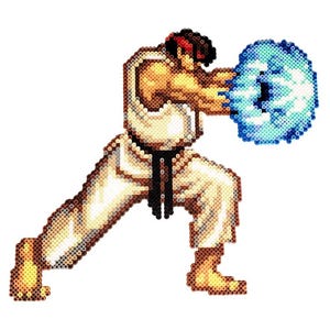 Street Fighter Ryu Hadoken Perler Bead, Pixel Art Gaming Wall Art Decor ...