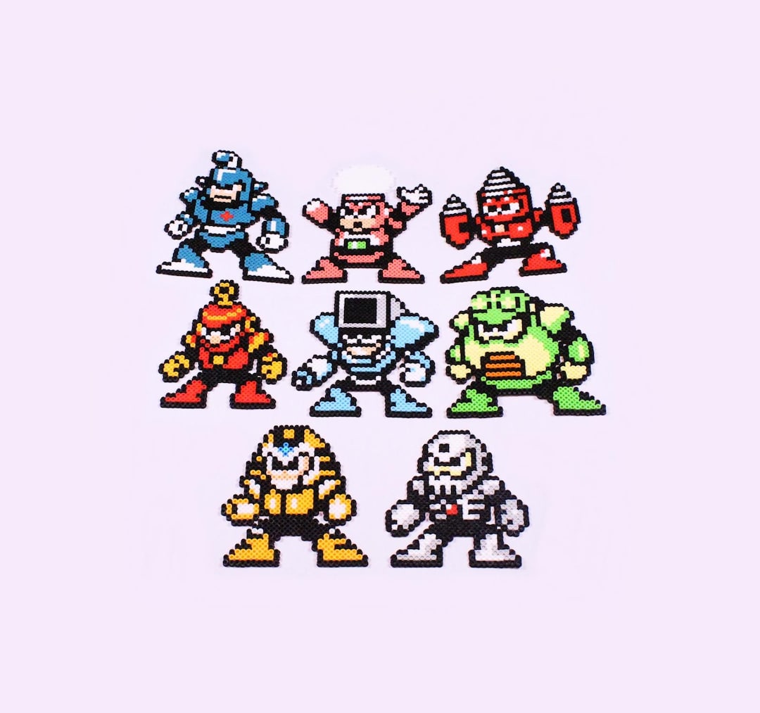 Mega Man 4 NES Bosses Bead Sprites, 8-bit Megaman Robots, Perler ...