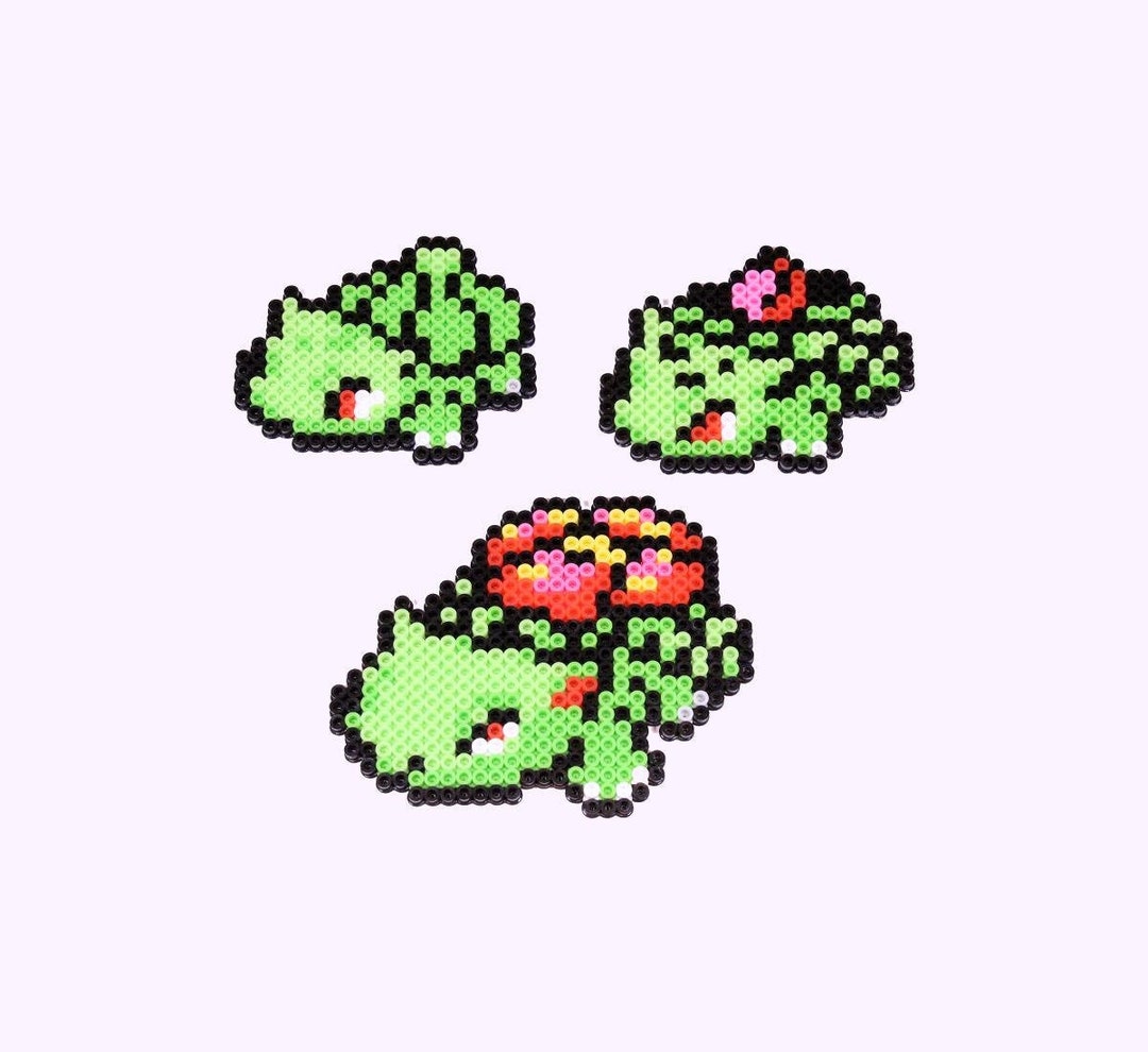 Pokemon Bulbasaur Evolution Perler Bead Sprite Set, Ivysaur, Venusaur ...