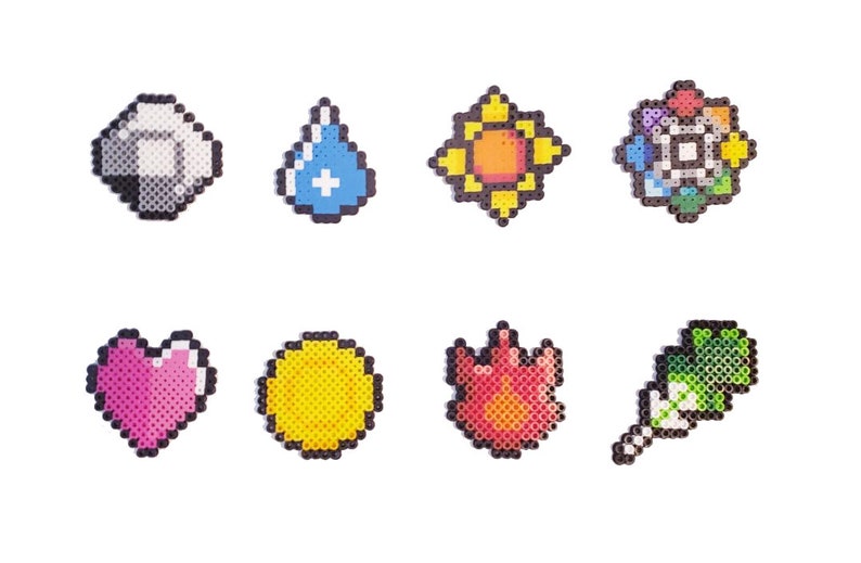 Pokemon Kanto Gym Badges Set Perler Bead Pixel Art | Etsy México