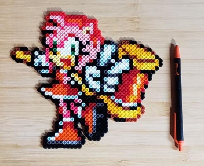Amy Rose Perler Bead Sprite, Sonic the Hedgehog, Gaming Decor, Sonic ...