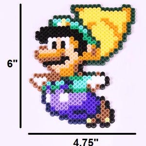 Super Mario World Mario Luigi Perler Bead Sprite, Cape Flying, Feather ...