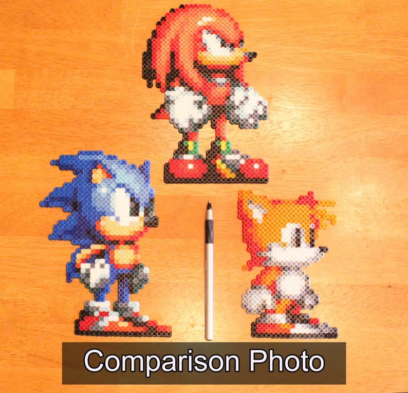 Sonic, Tails, Knuckles Perler Bead Sprite Set, Sonic Heroes, Sonic the ...