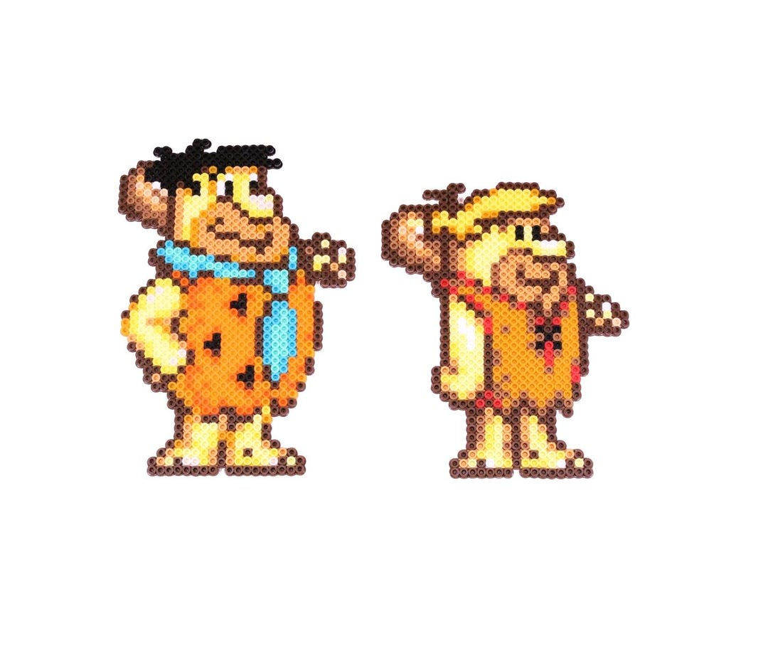 Fred and Barney Perler Bead Sprite Set, Flintstones Pixel Art Figures ...