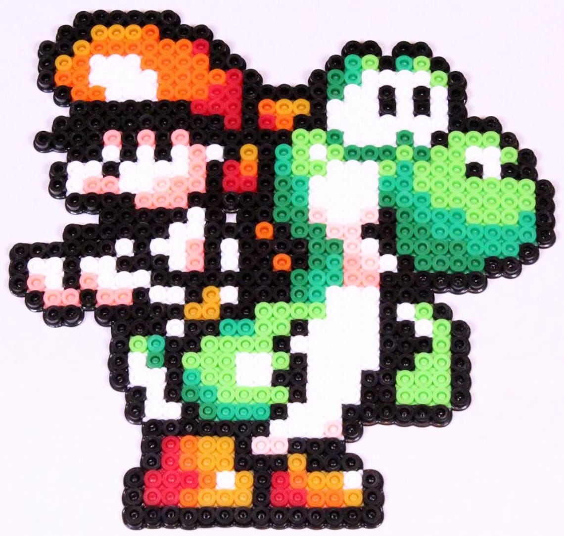 Yoshi's Island Yoshi & Baby Mario Perler Bead Sprite, Super Mario World ...