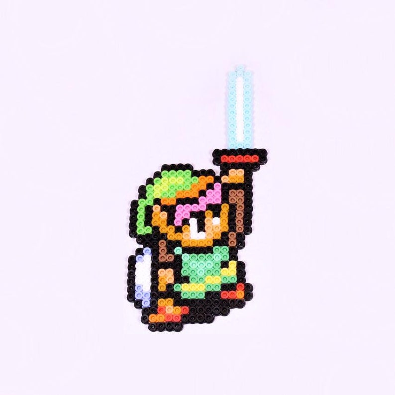 Zelda Link to the Past Link Perler Bead Sprite, Master Sword, SNES, 16 ...