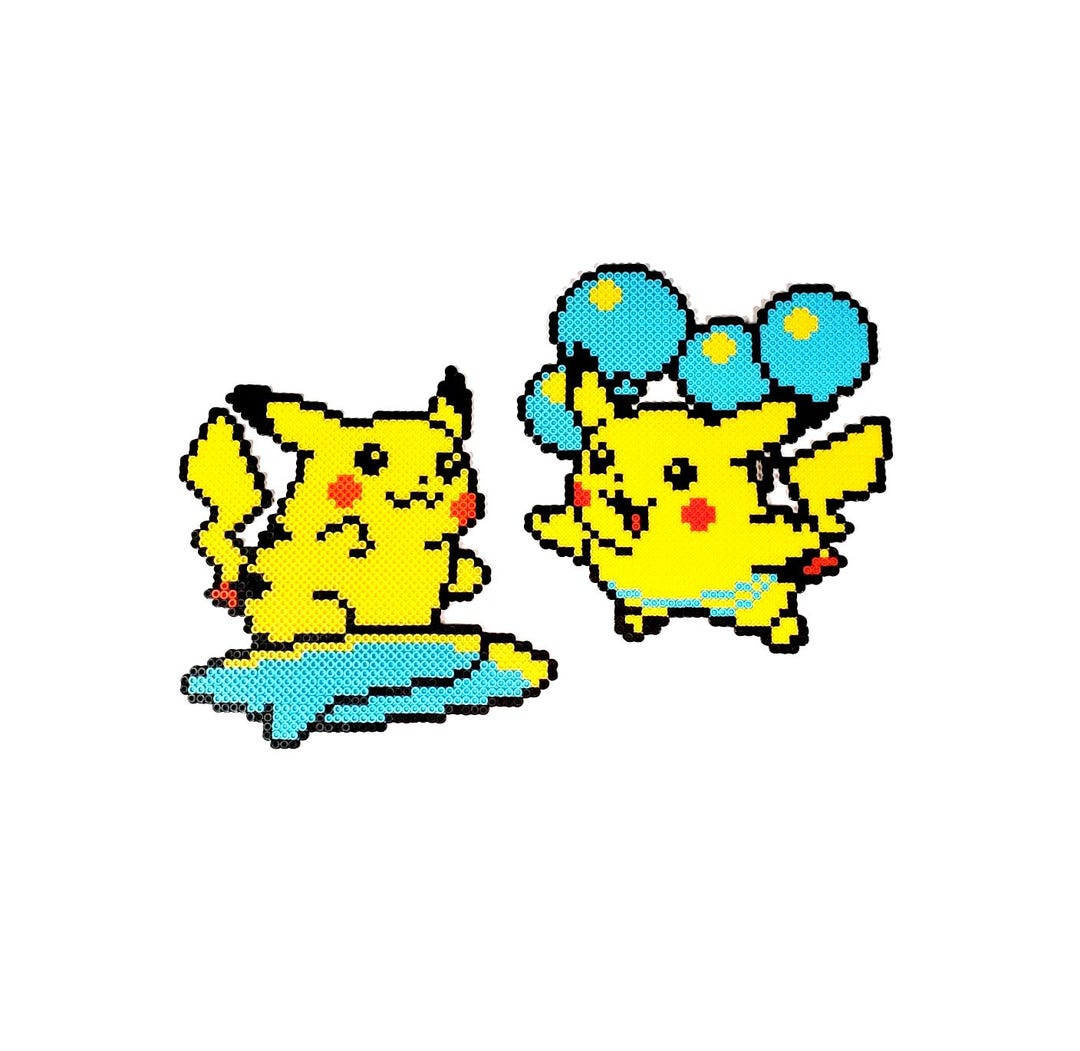 Surfing & Flying Pikachu Perler Bead Set, Pokemon Yellow GBC Pixel Art ...