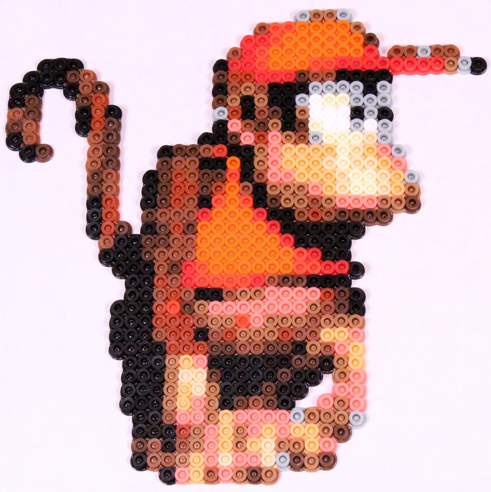 Donkey Kong Country Diddy Kong Perler Bead Sprite, SNES, 16-bit, Pixel ...
