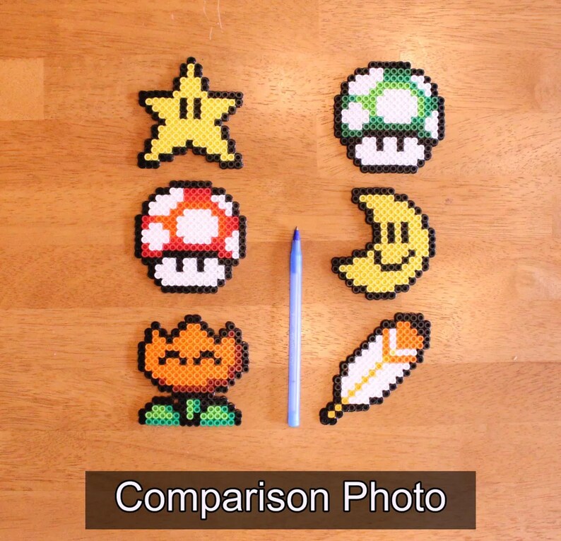 Super Mario World Perler Bead Sprite Set, Fire Flower, Fire Mario, SNES ...