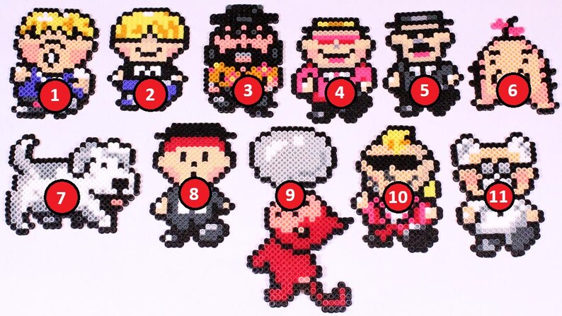 Earthbound Characters Perler Bead Sprite Set, SNES 16-bit Pixel Art - Etsy