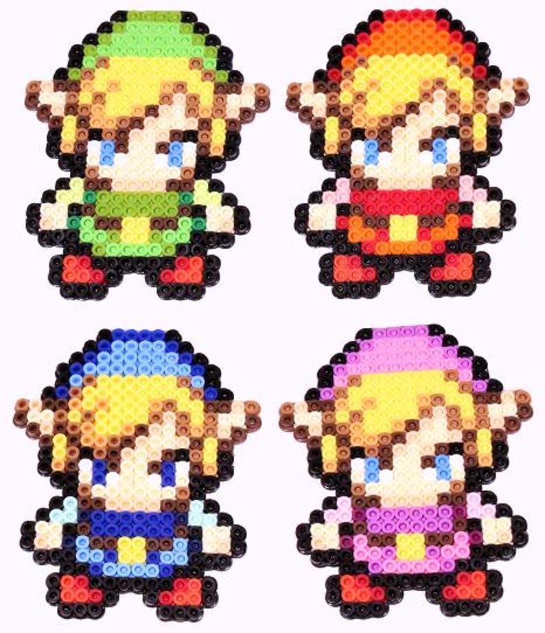 Four Swords Links Perler Bead Sprite Set, Legend of Zelda, Loz, Pixel ...