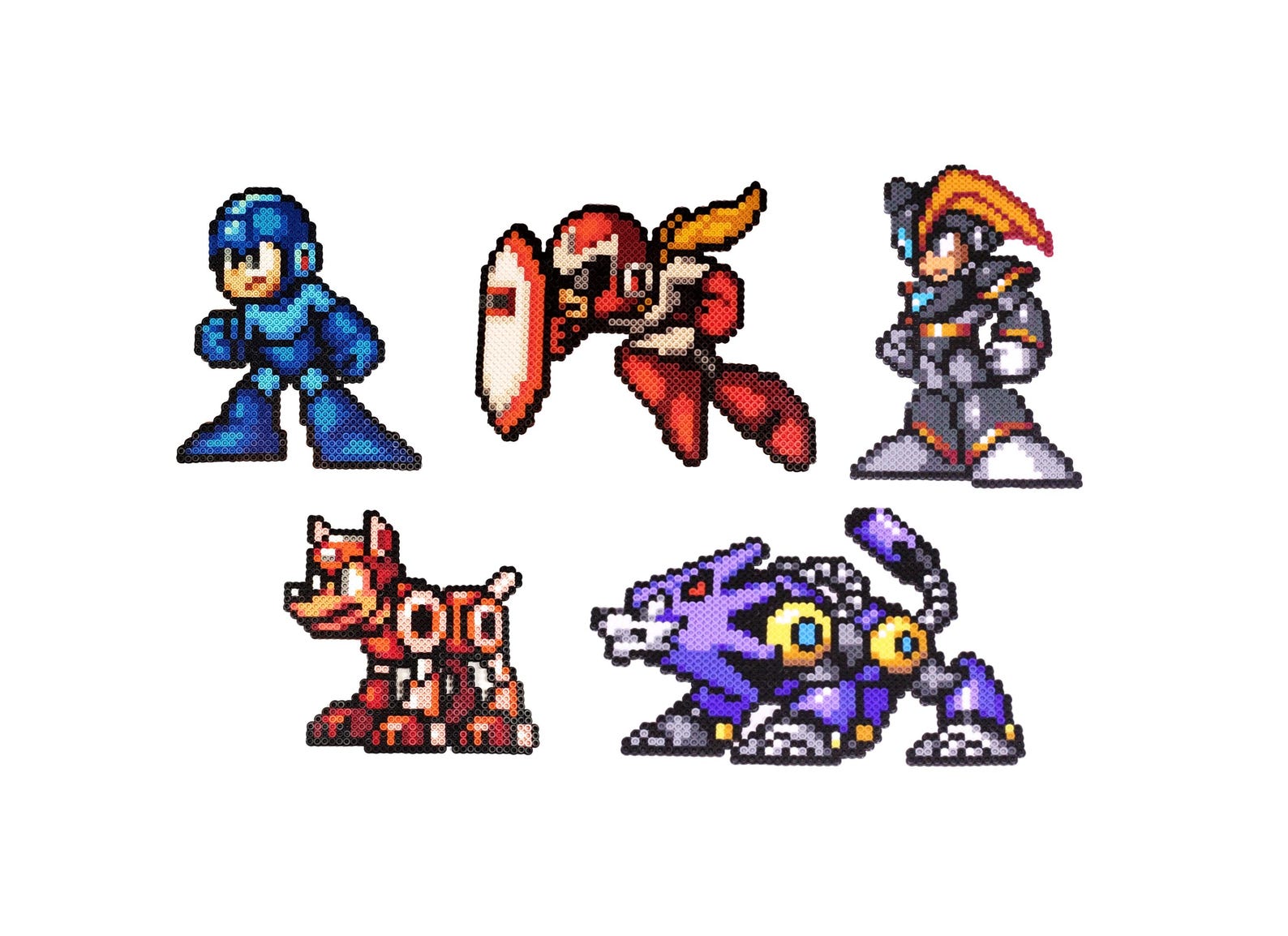 Mega Man 7 Character Set, Perler Bead Pixel Sprites, Mega Man, Bass ...