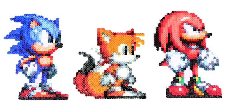 Sonic, Tails & Knuckles Perler Sprite Bundle | Sonic the Hedgehog Pixel ...