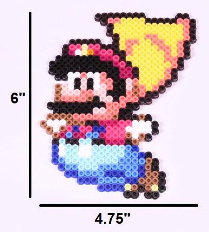 Super Mario World Mario Luigi Perler Bead Sprite, Cape Flying, Feather ...