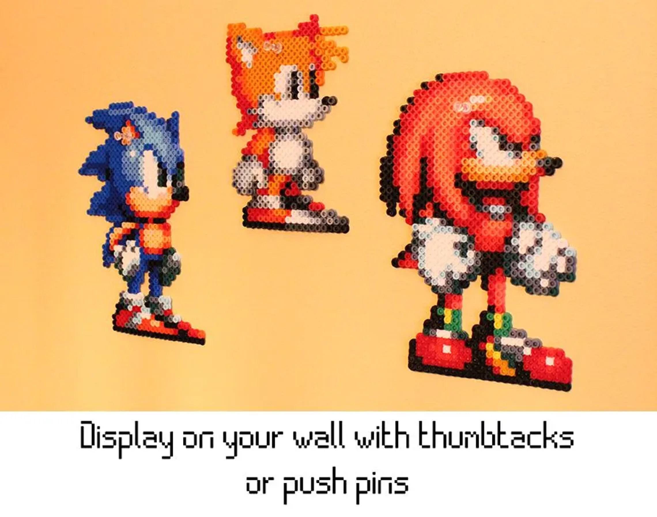 Sonic, Tails, Knuckles Perler Bead Sprite Set, Sonic Heroes, Sonic the ...