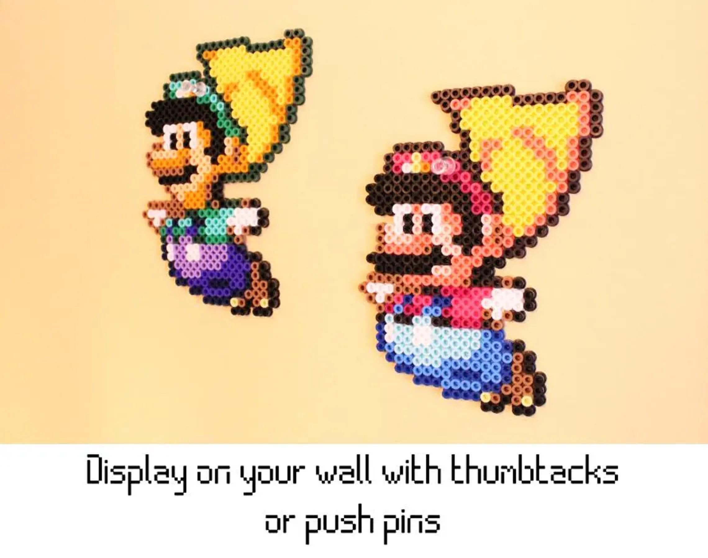 Cape Flying Mario & Luigi Fuse Bead Sprite Set | SNES 16-bit Pixel Art ...
