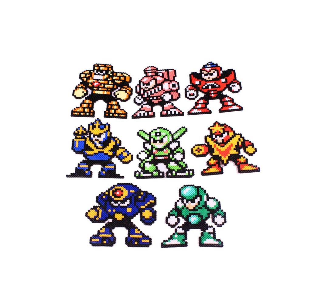 Mega Man 5 NES Bosses Bead Sprites, 8-bit Megaman Robots, Perler ...