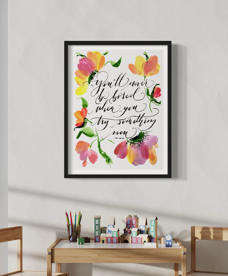 Calligraphy Quotes | Watercolor Florals | Kids Room | Nursery Prints ...