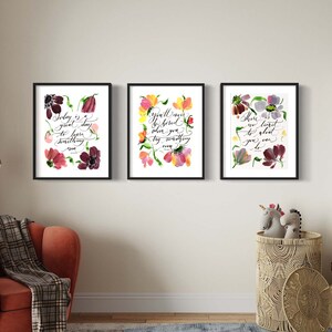 Calligraphy Quotes | Watercolor Florals | Kids Room | Nursery Prints ...