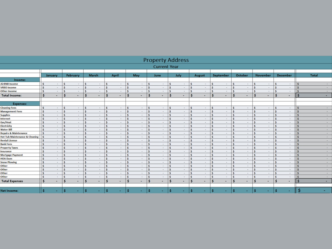 Airbnb Profit and Loss Excel Spreadsheet | Excel Template | Expense ...