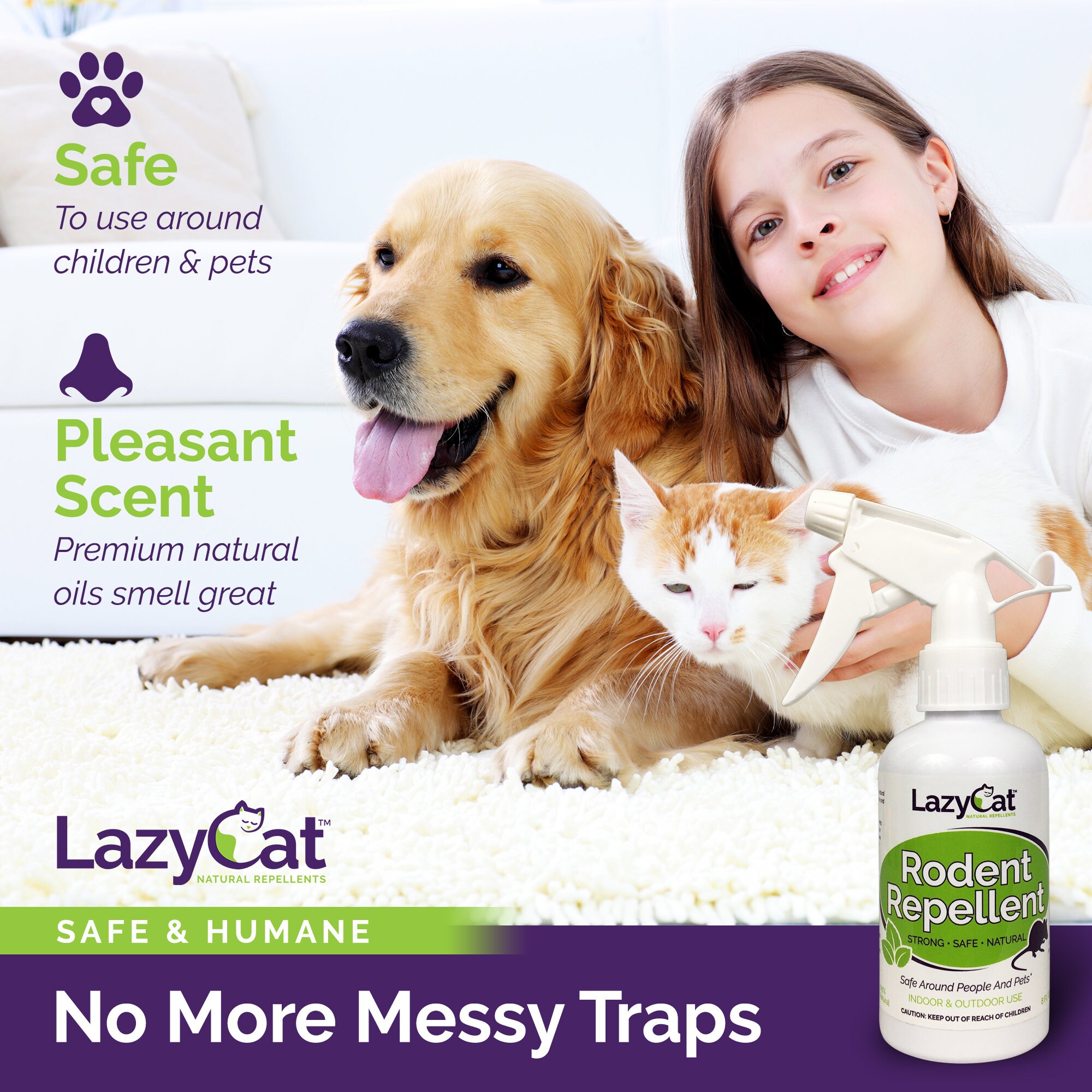 Lazy Cat Rodent Repellent MAX Spray - All Natural 2X Strength for Home ...
