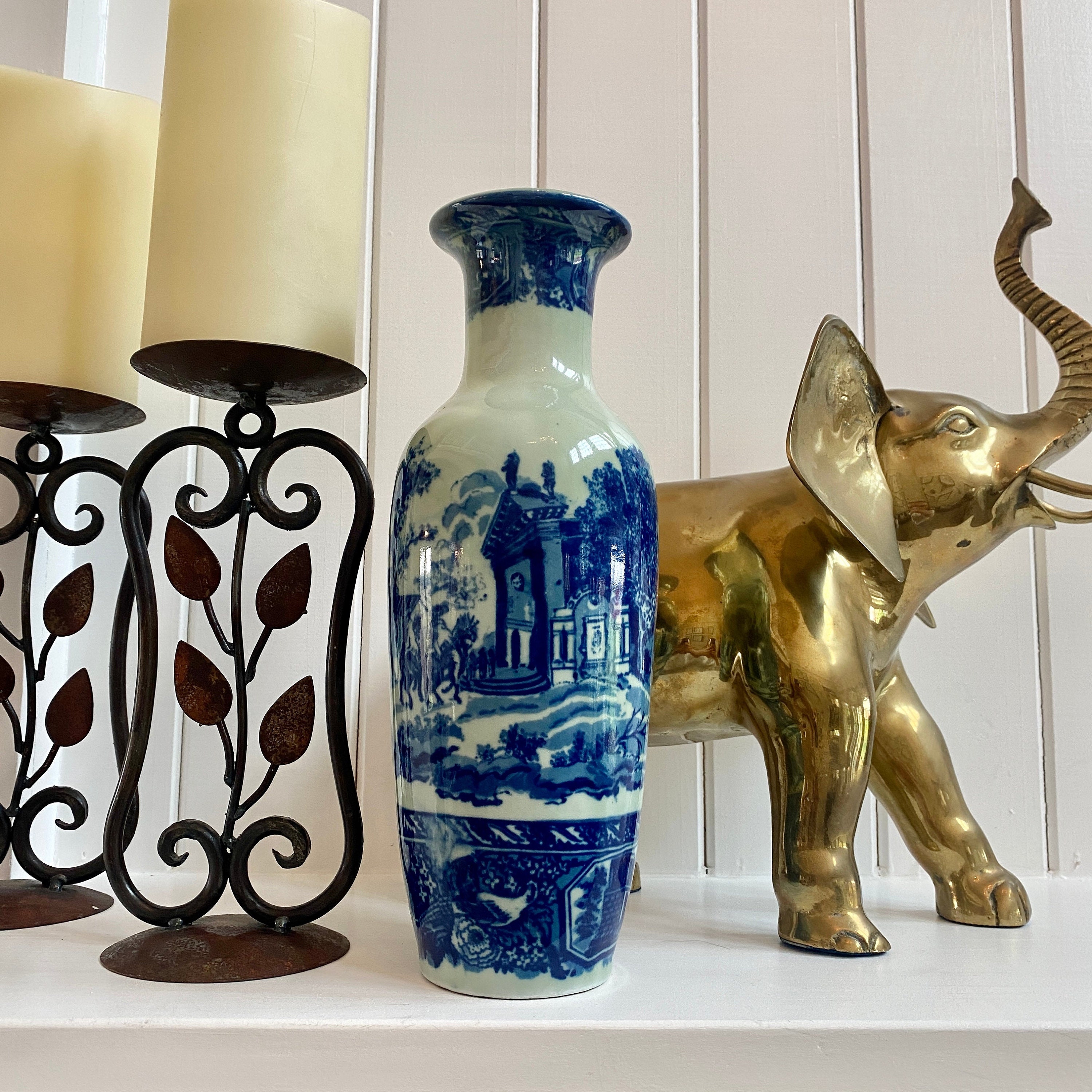 Victoria Ironstone Blue and White Vase - Etsy