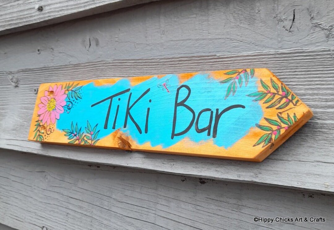 Tiki Bar Directional Sign. Pre-drilled Holes Are Discreetly - Etsy