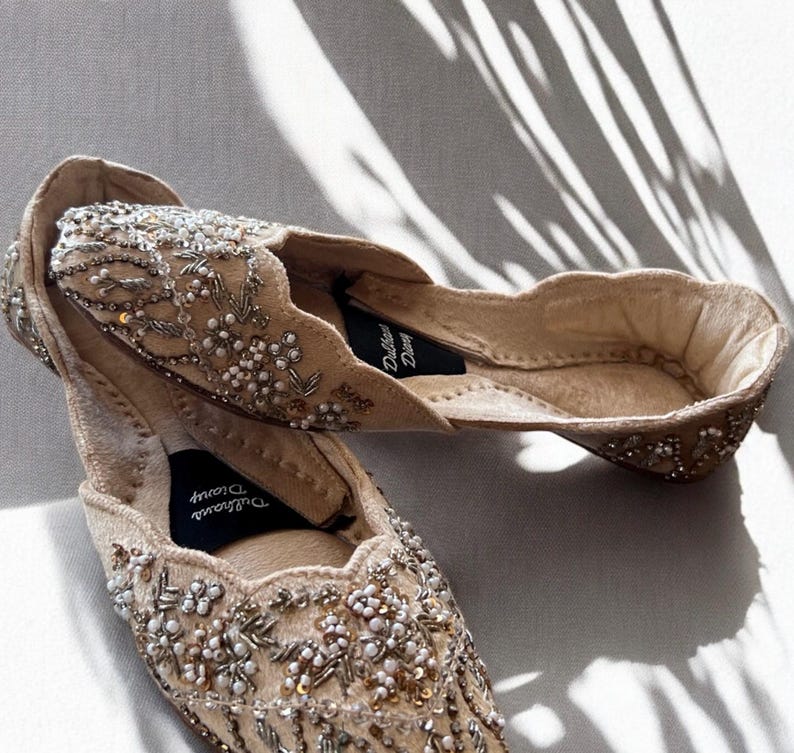 Gold Bridal Khussa Jutti: Handmade Pakistani Wedding Shoes - Etsy