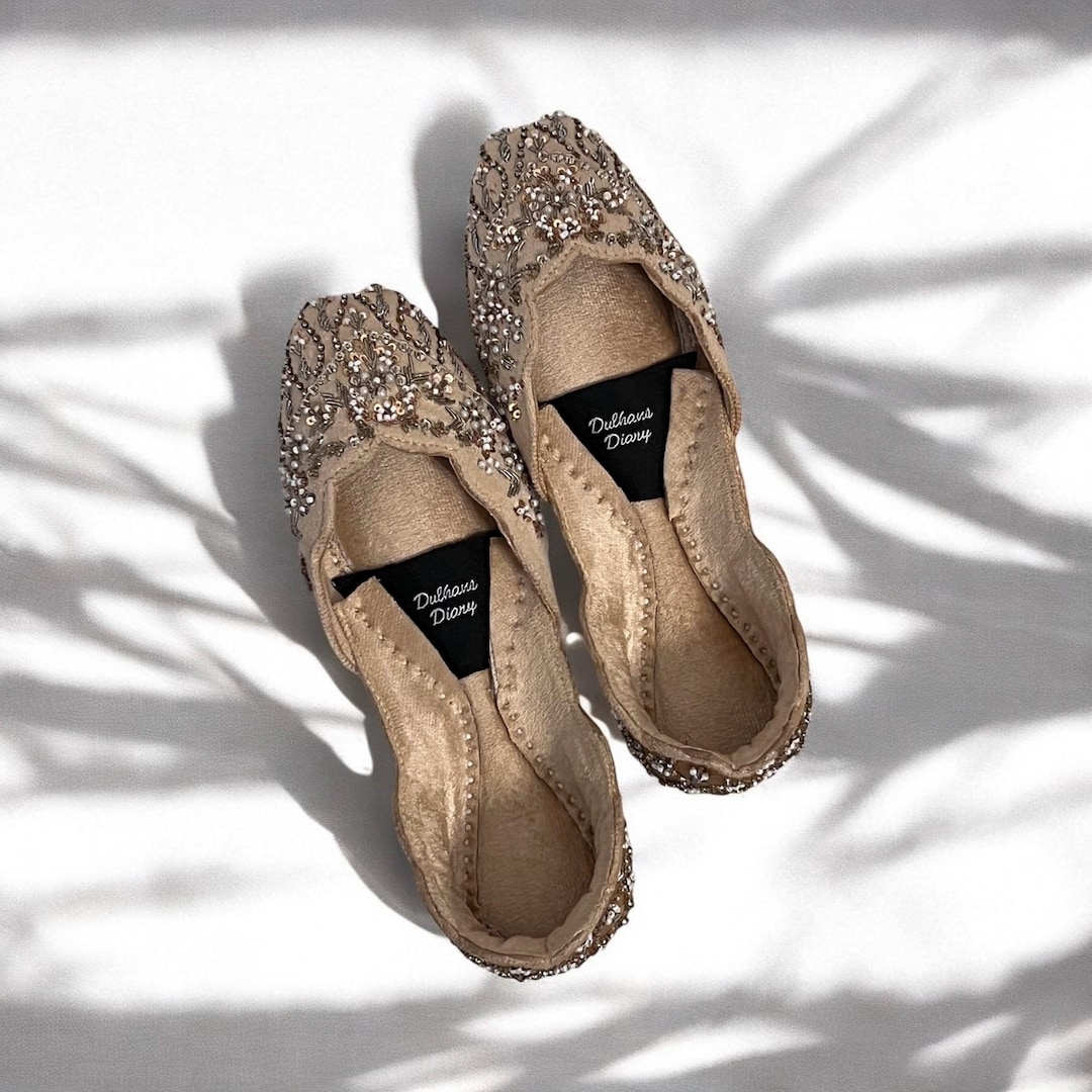 Gold Bridal Khussa Jutti: Handmade Pakistani Wedding Shoes - Etsy
