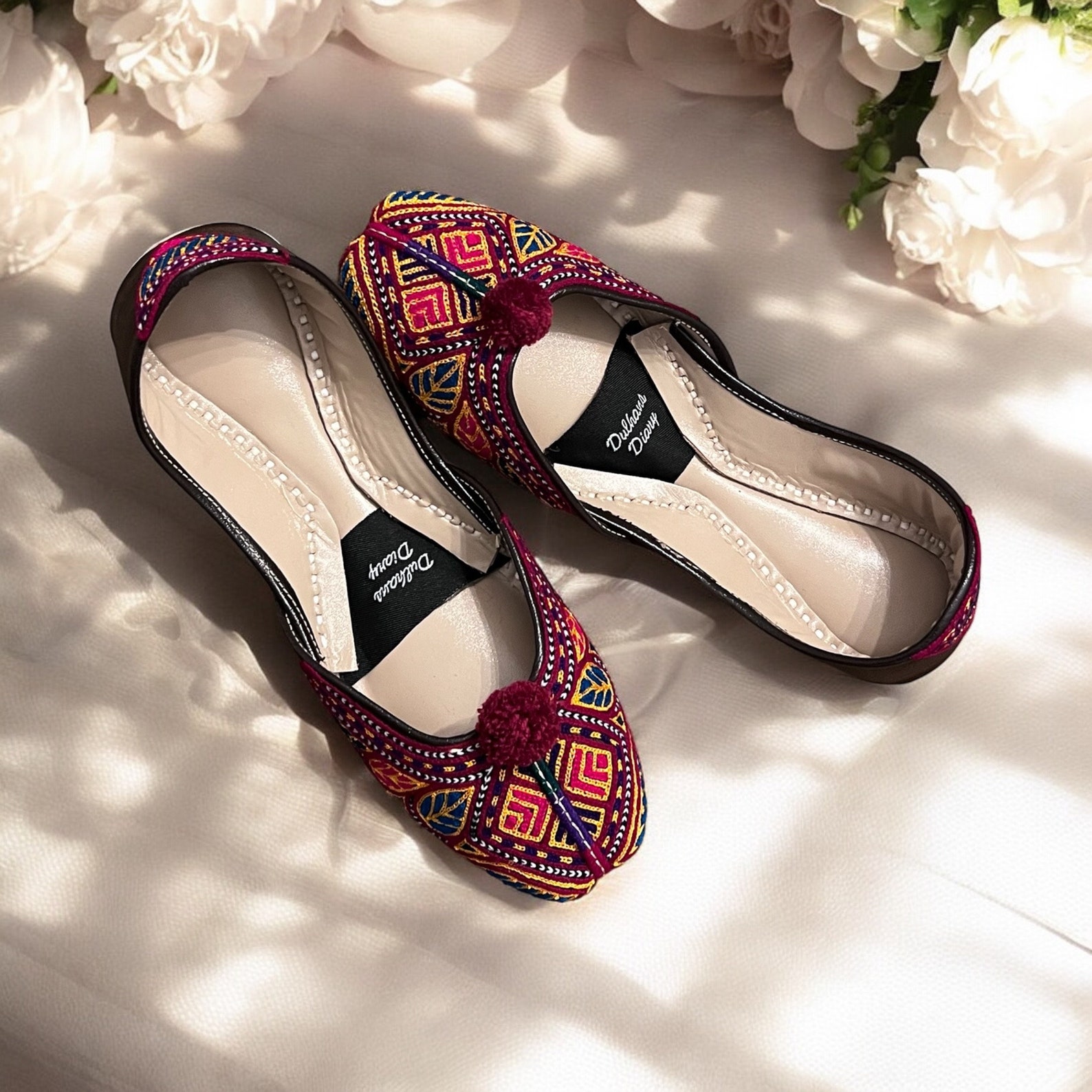 Dhaga Work Khussa Jutti: Handmade Embroidered Leather Wedding Shoes - Etsy