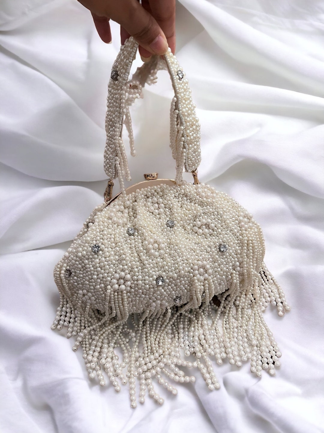 Ivory Breeze: Intricately Beaded Bridal Batua Bag Bridal - Etsy