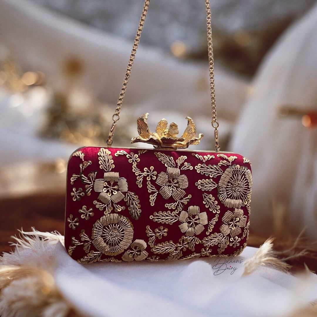Handmade Red Zardozi Clutch: Indian Pakistani Box Clutch - Etsy