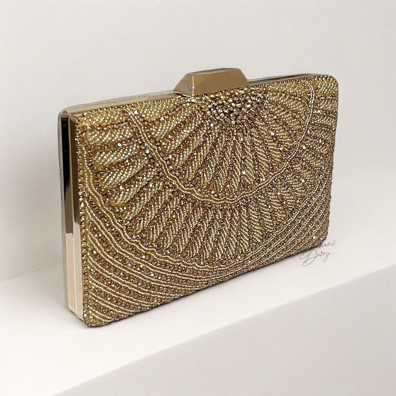 Rhinestone Clutch Bag Gold - Etsy