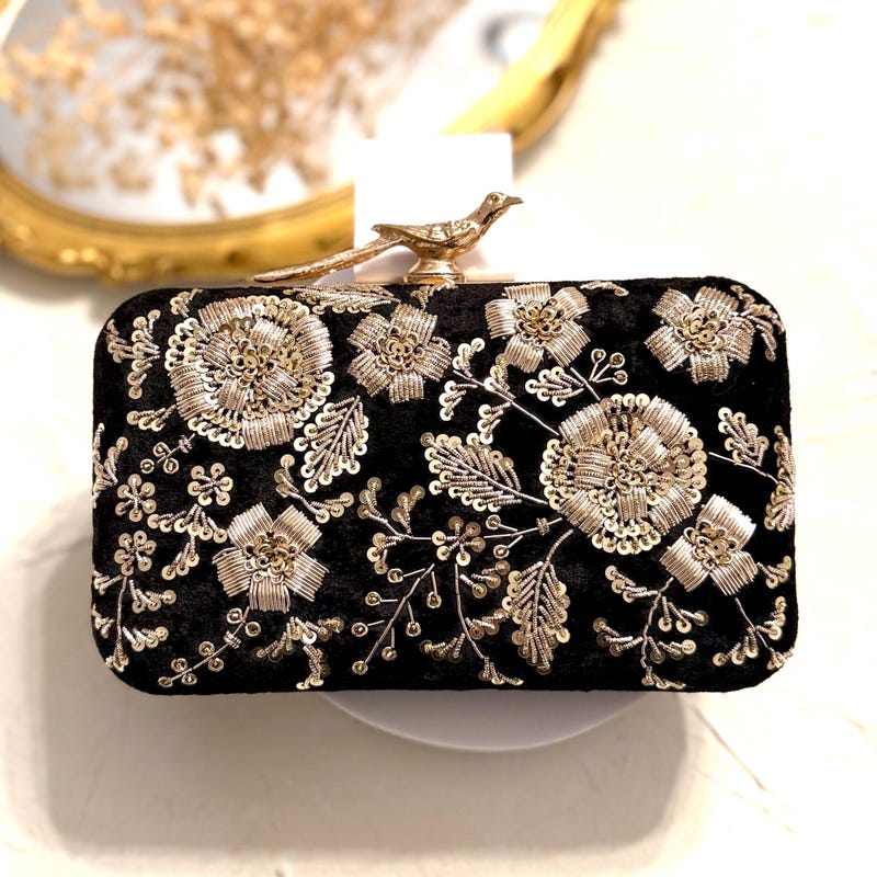 Black Velvet Art Deco Bag - Etsy