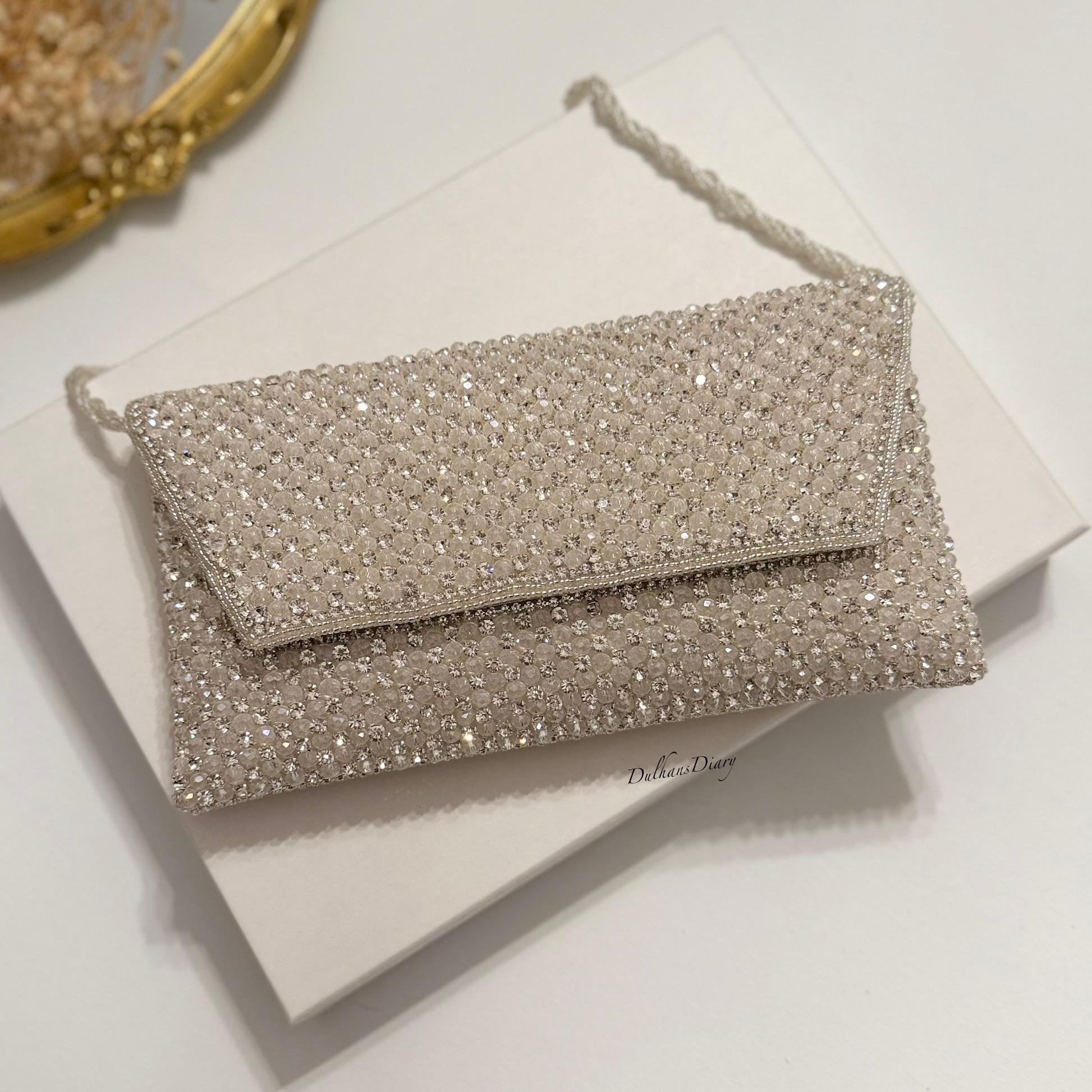 Beaded Bridal Clutch: Silver Crystal Wedding Evening Bag - Etsy