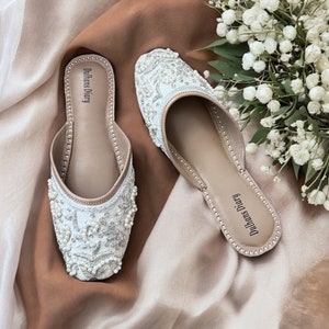 Dulhansdiary Backless Beaded White Khussa/juttis/ladies Handmade ...