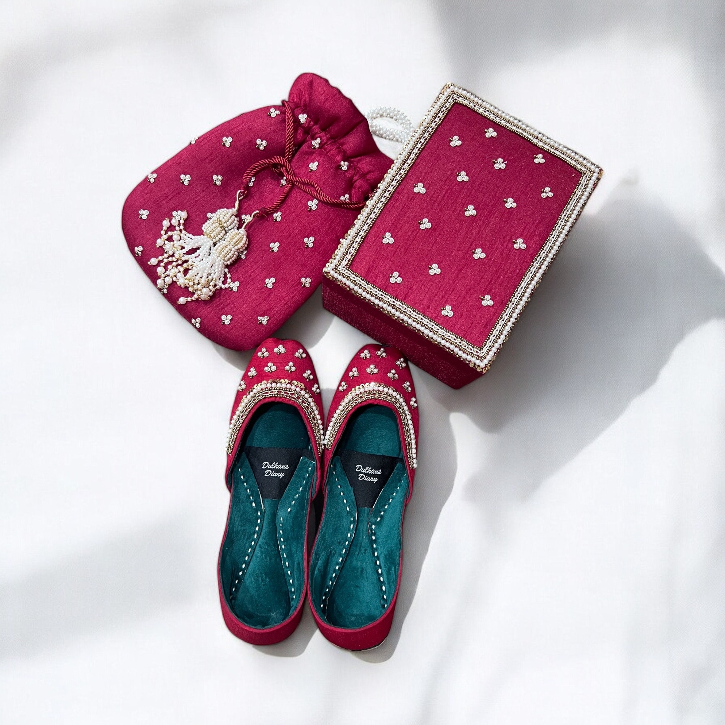 Handmade Deep Red Velvet Bridal Khussa Jutti: Pakistani Wedding Shoes ...