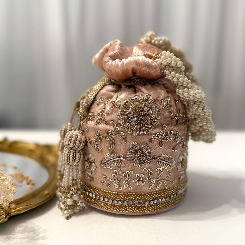 Pink and Gold Potli Bag - Etsy